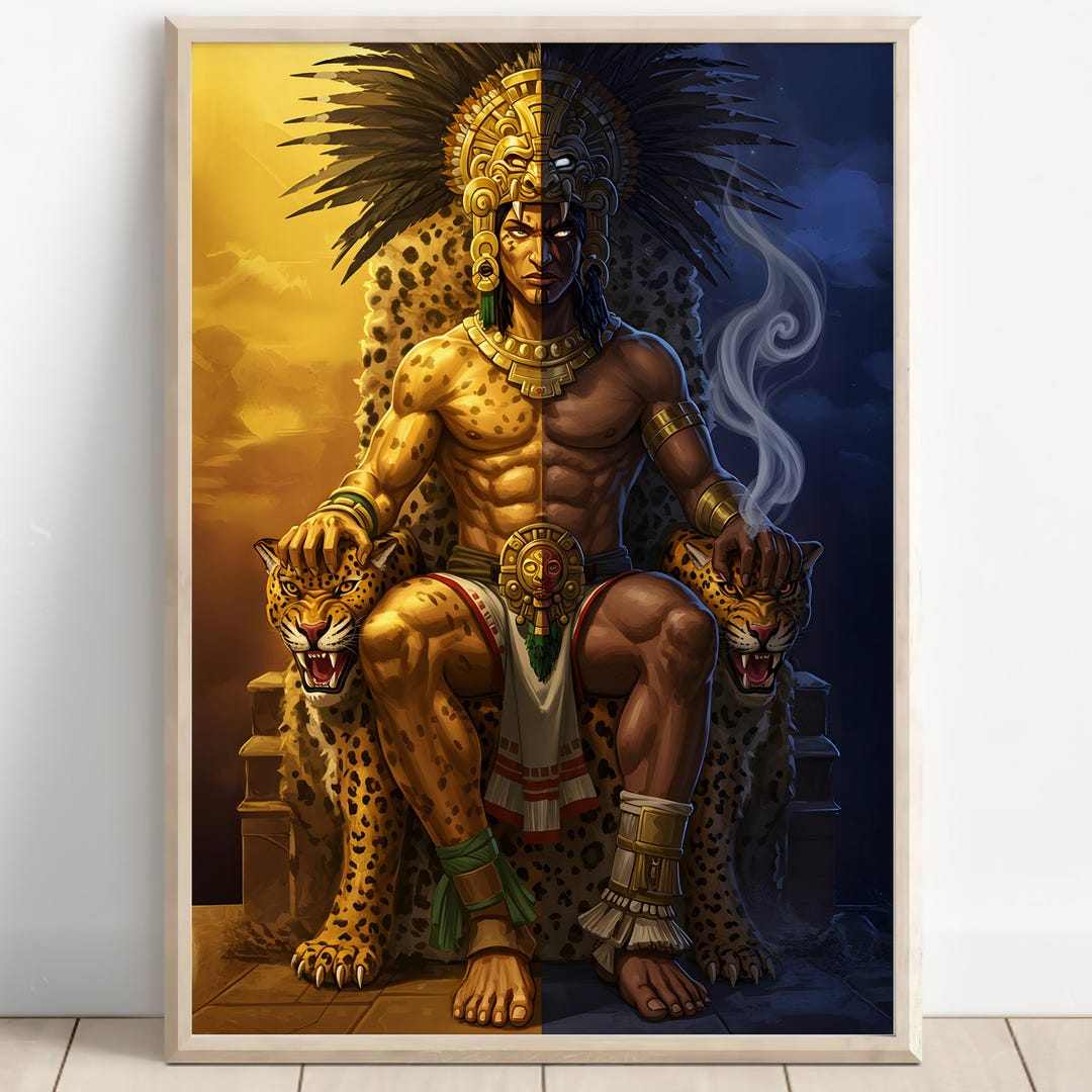 Aztec Wall Art, Tezcatlipoca Art, Aztec God of Night Decor, Aztec ...