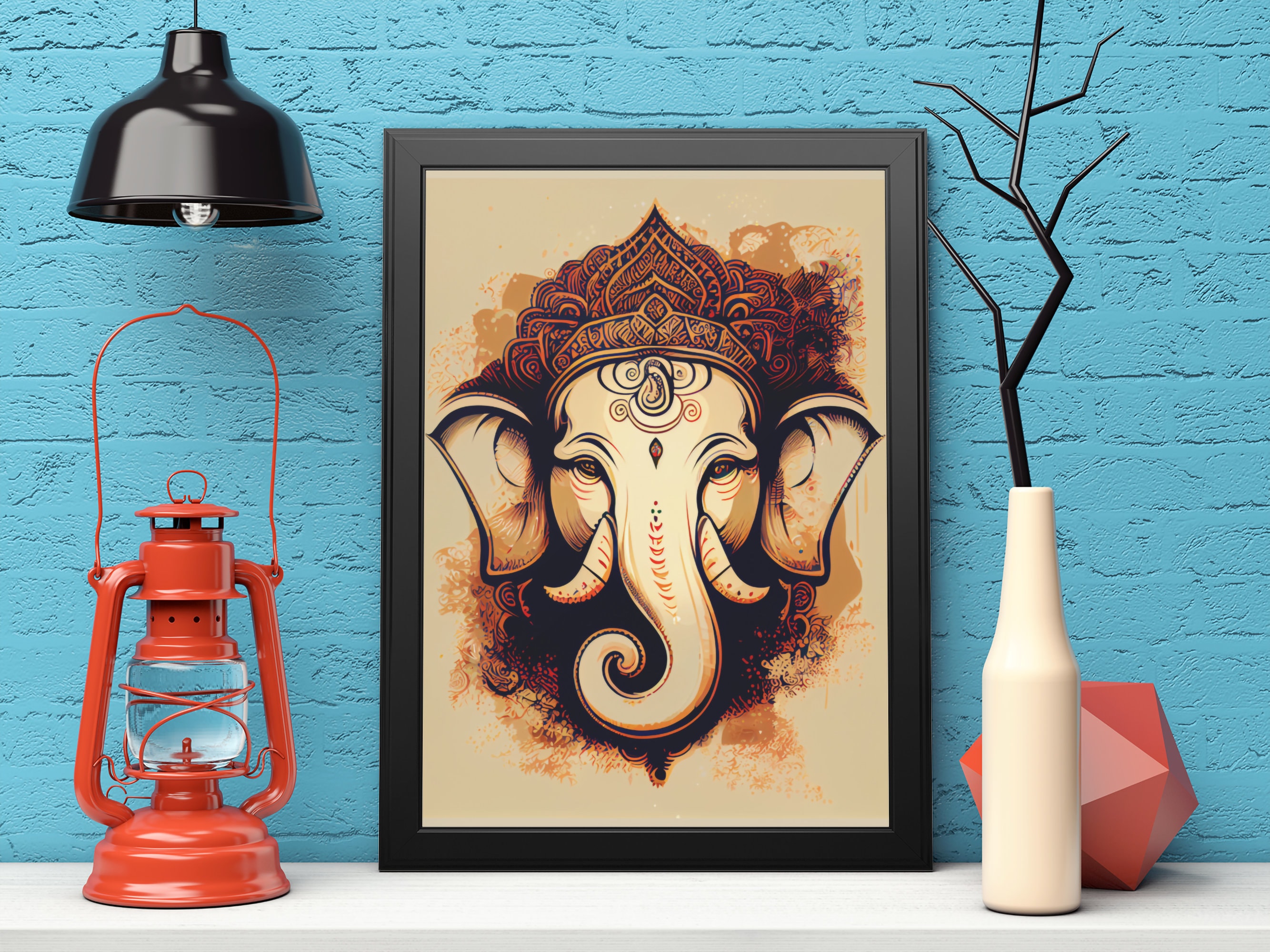 Hindu God Wall Art Indian God Ganesha Illustration Wall - Etsy