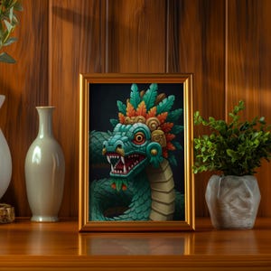 Aztec Wall Art, Quetzalcoatl Art, Aztec Serpent God Decor, Quetzalcóatl ...