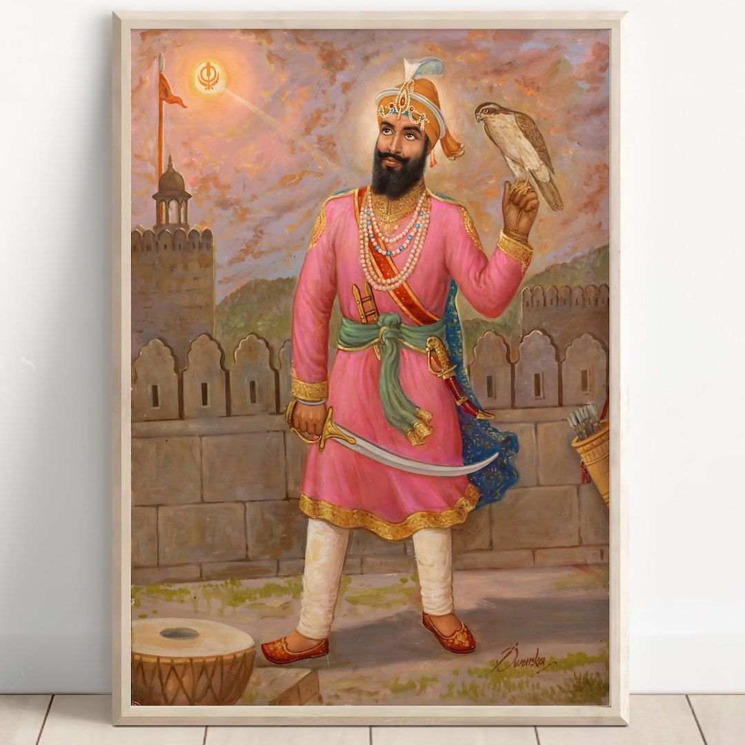 Guru Gobind Singh Ji Painting | Sikh Warrior Art | Khalsa Heritage Wall ...