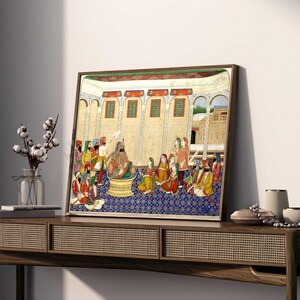 Sikh Art Painting of Maharaja Sher Singh in Durbar With Attendants and ...