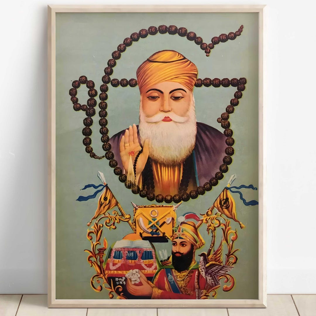 Guru Nanak Rare Vintage Print, Sikh Art, First Sikh Guru From 1469 to ...