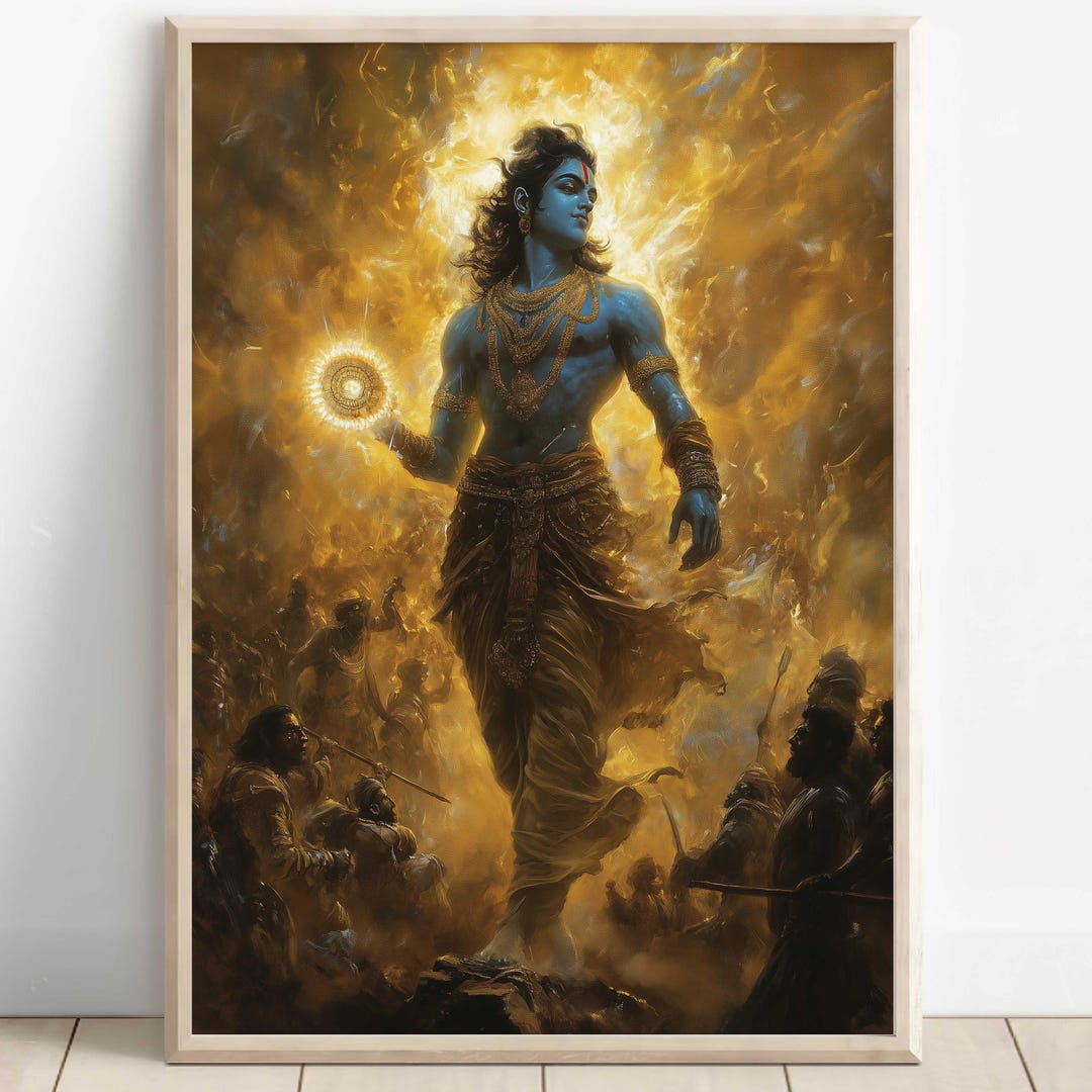 Krishna Art, Krishna During Mahabharat With Sudarshan Chakra, Krishna ...