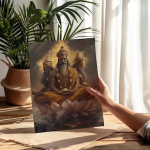 Brahma, Hindu God Wall Art, Hindu God Brahma, Indian God, Poster Print ...
