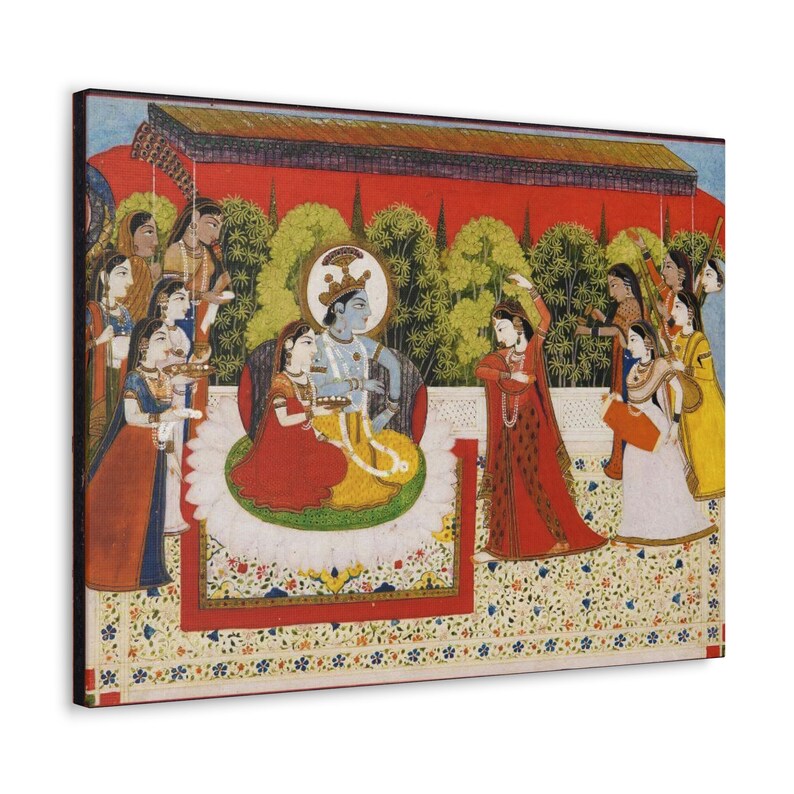 Hindu God Wall Art, KRISHNA, Krishna and Radha Watching Dance , Vintage ...