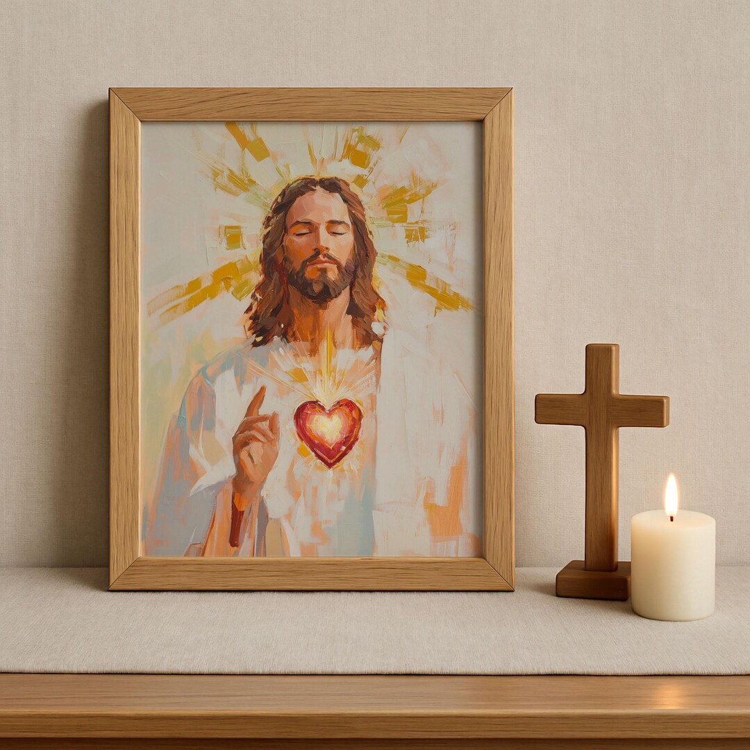 Christian Art, Sacred Heart of Jesus, Jesus Will Save You, Modern ...