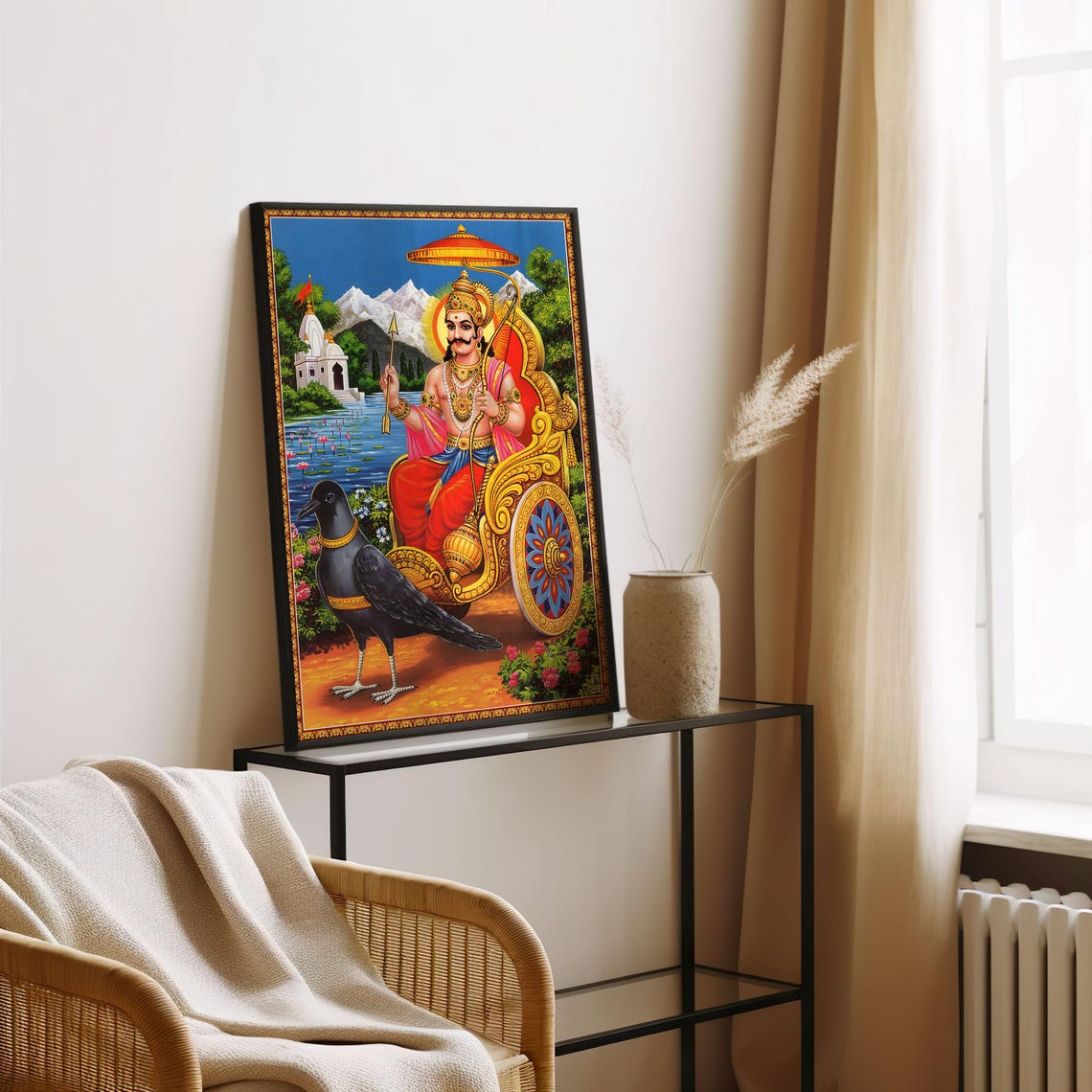 Shani, Shani Dev, Hindu God Wall Art, Vintage Art, Poster Print, Canvas ...