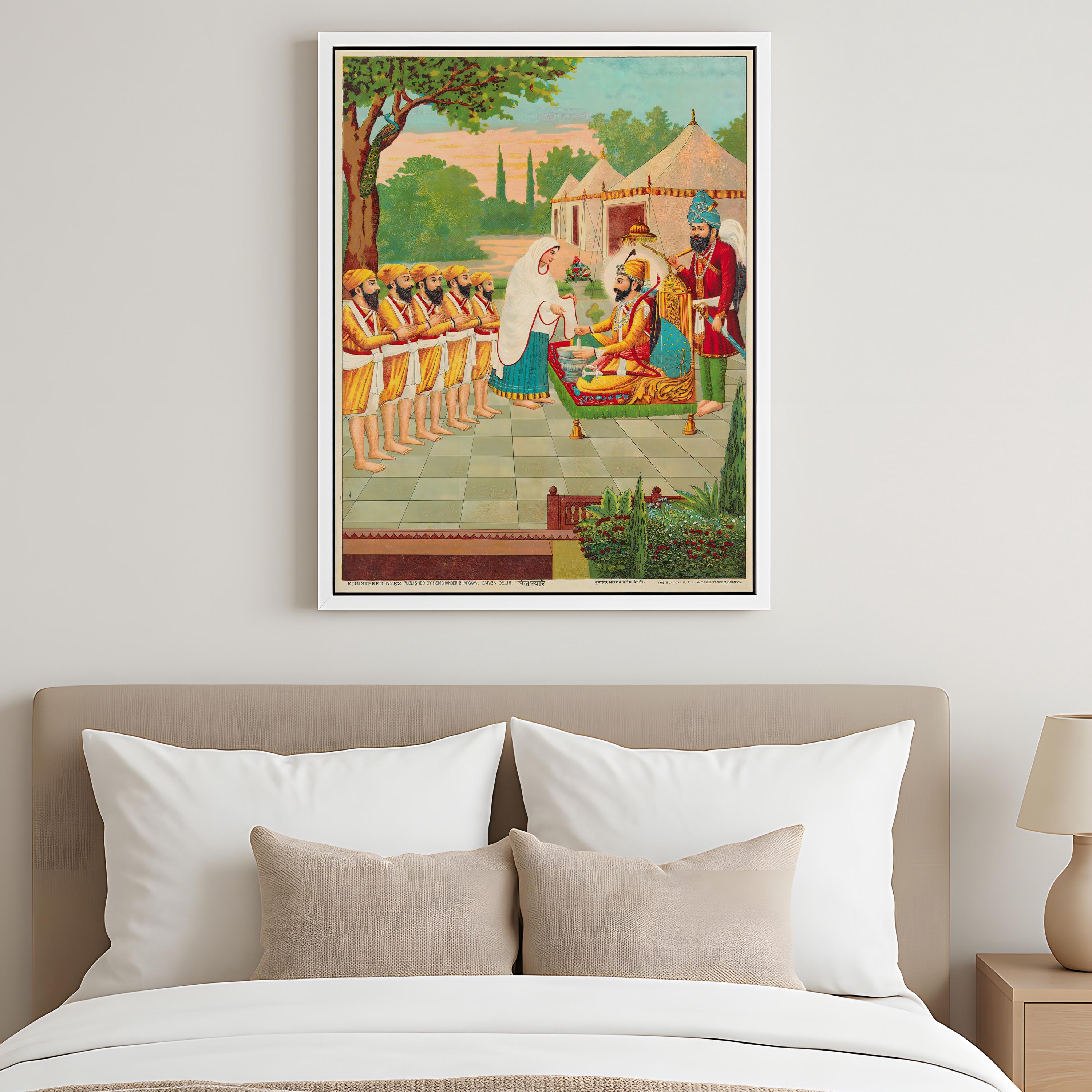 Guru Gobind Singh Ji Khalsa Initiation Painting | Panj Pyare Art | Sikh ...