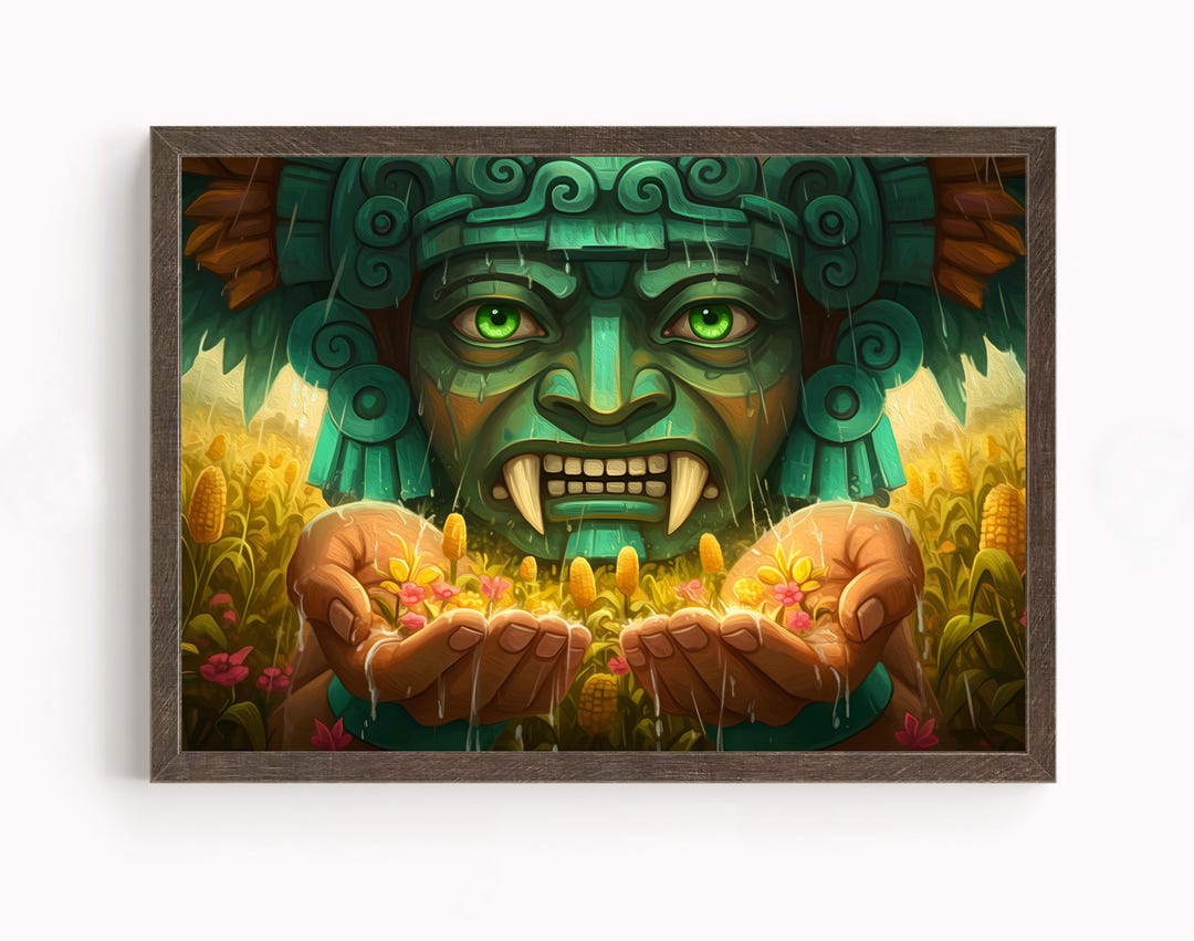 Aztec Wall Art, Tlaloc Art, Aztec God of Rain Decor, Aztec Mythology ...