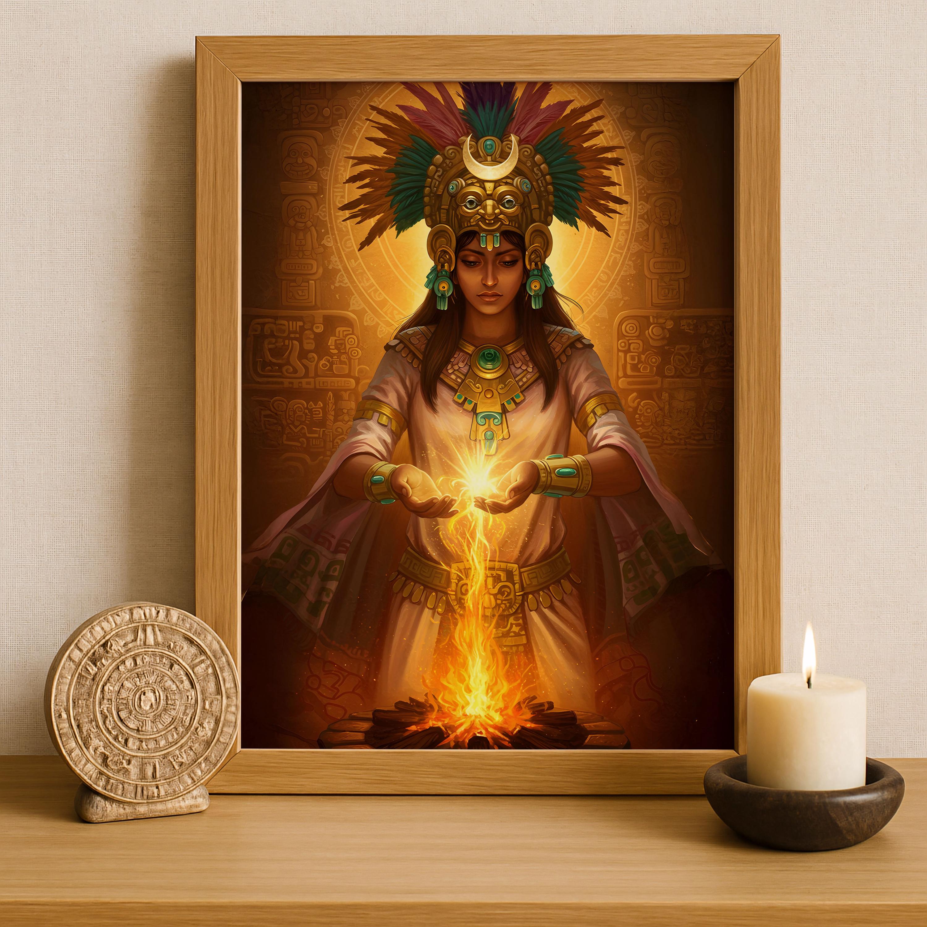 Aztec Wall Art, Tlazolteotl Art, Aztec Goddess of Purification Decor ...