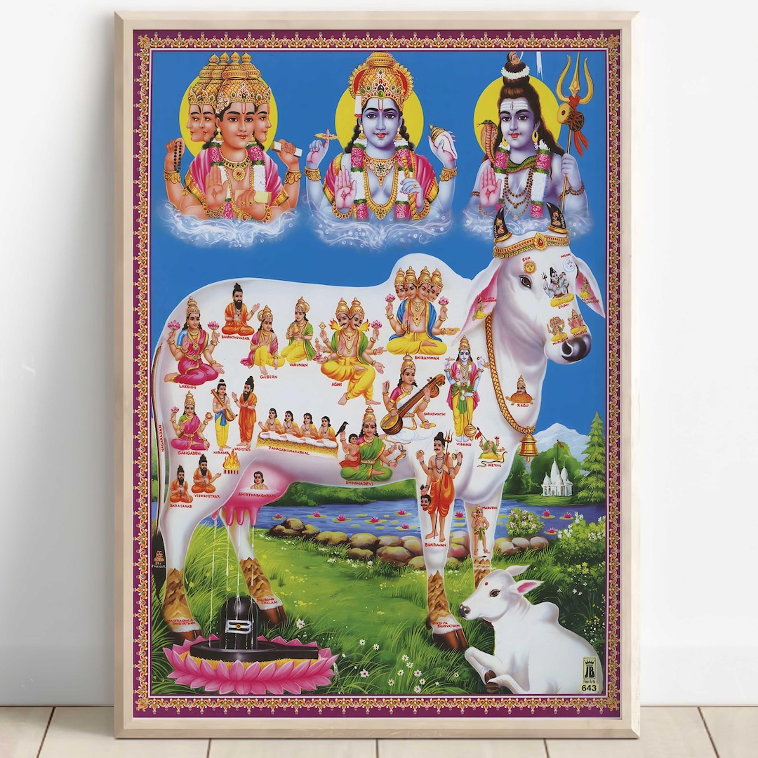 Kamadhenu, Mother of All Cows, Hindu Goddess Wall Art, Indian God, Poster, Canvas - Etsy
