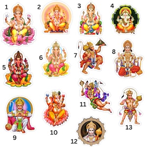 Hindu Gods Stickers- Krishna,rama, Hanuman, Durga, Lakshmi, Saraswati ...