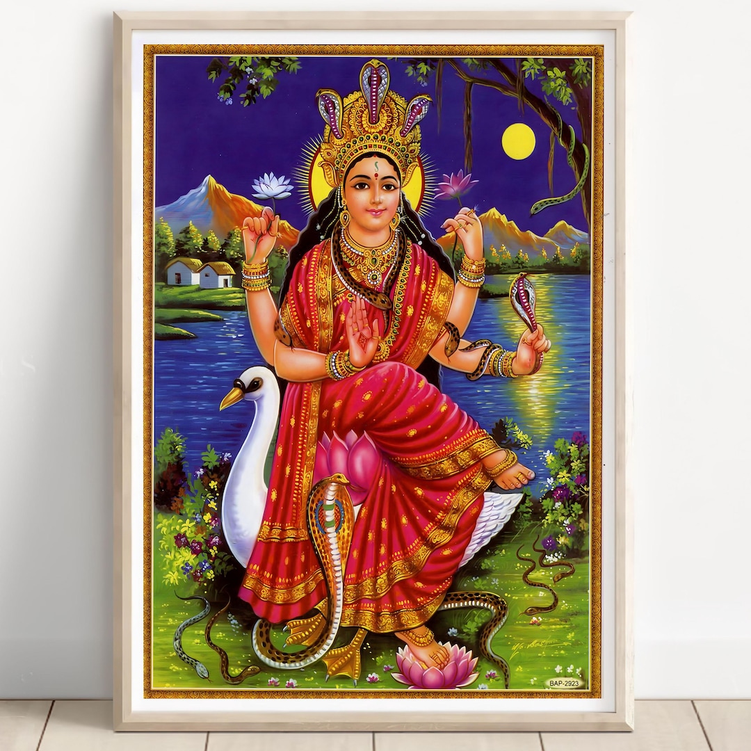 Mansa Devi, Mata Mansa, Daughter of Shiva, Hindu Goddess Wall Art ...