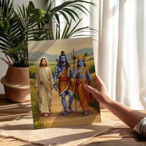 Jesus Christ With Lord Shiva and Krishna, Jesus Along With Shiva and ...