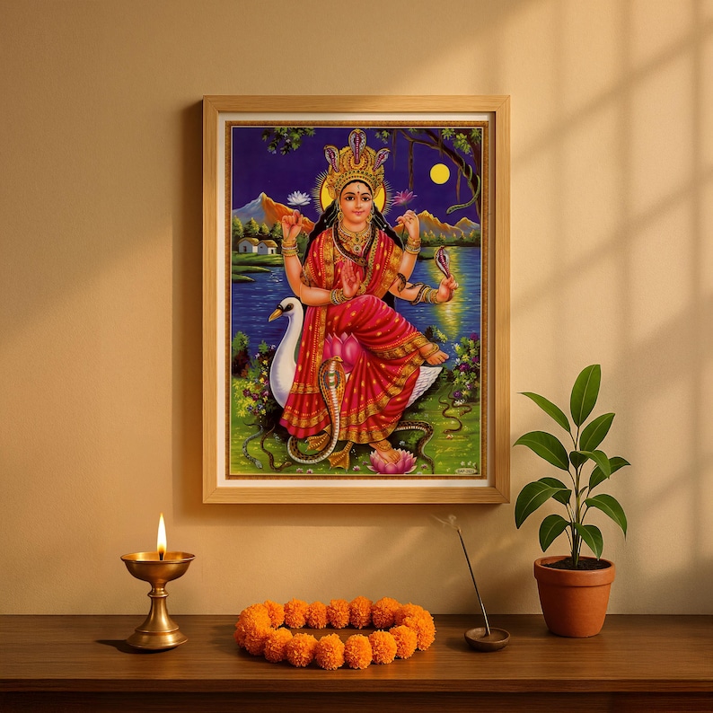 Mansa Devi, Mata Mansa, Daughter of Shiva, Hindu Goddess Wall Art ...