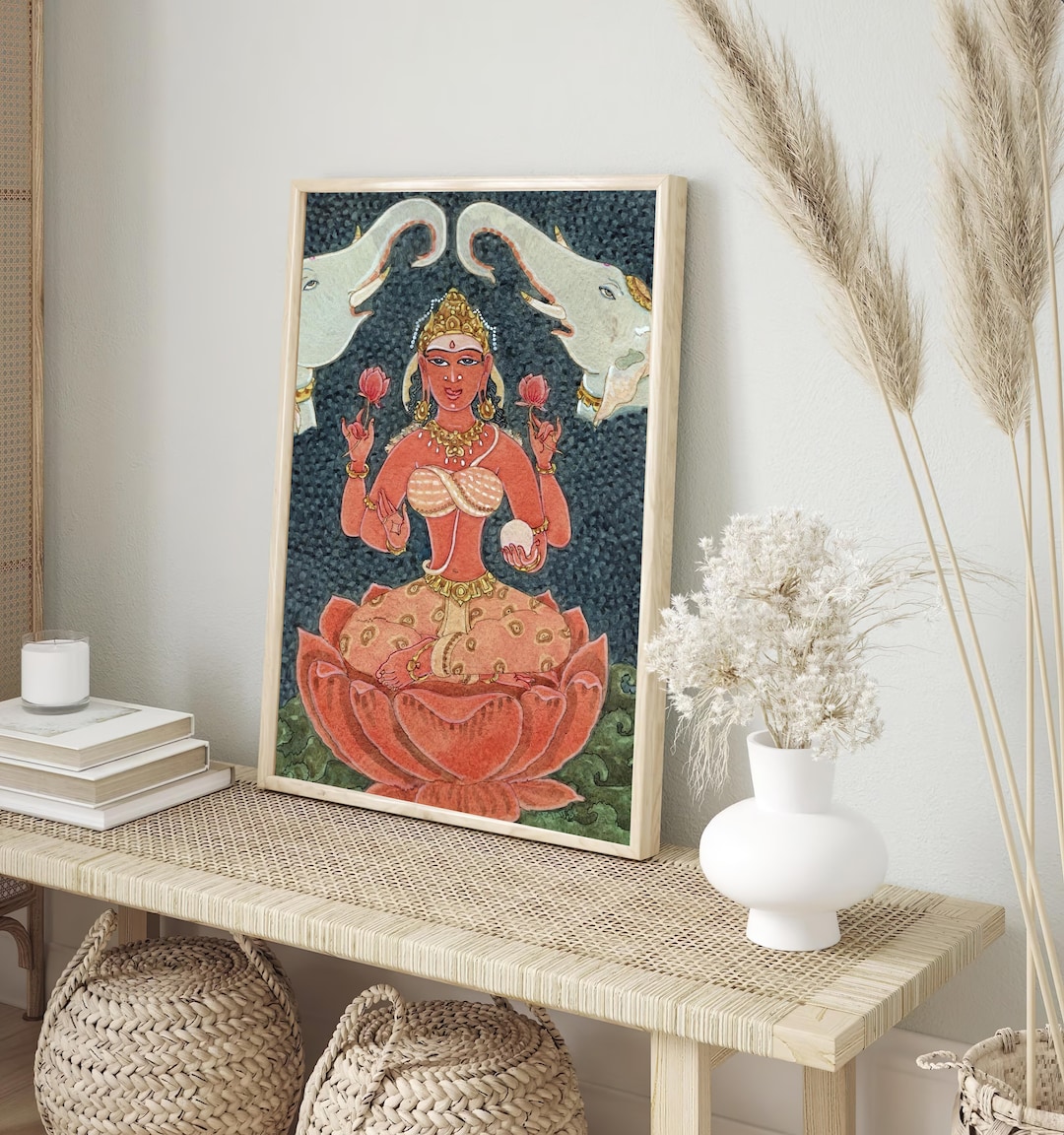 Hindu Goddess Wall Art LAKSHMI S Rajam Vintage Art Indian - Etsy
