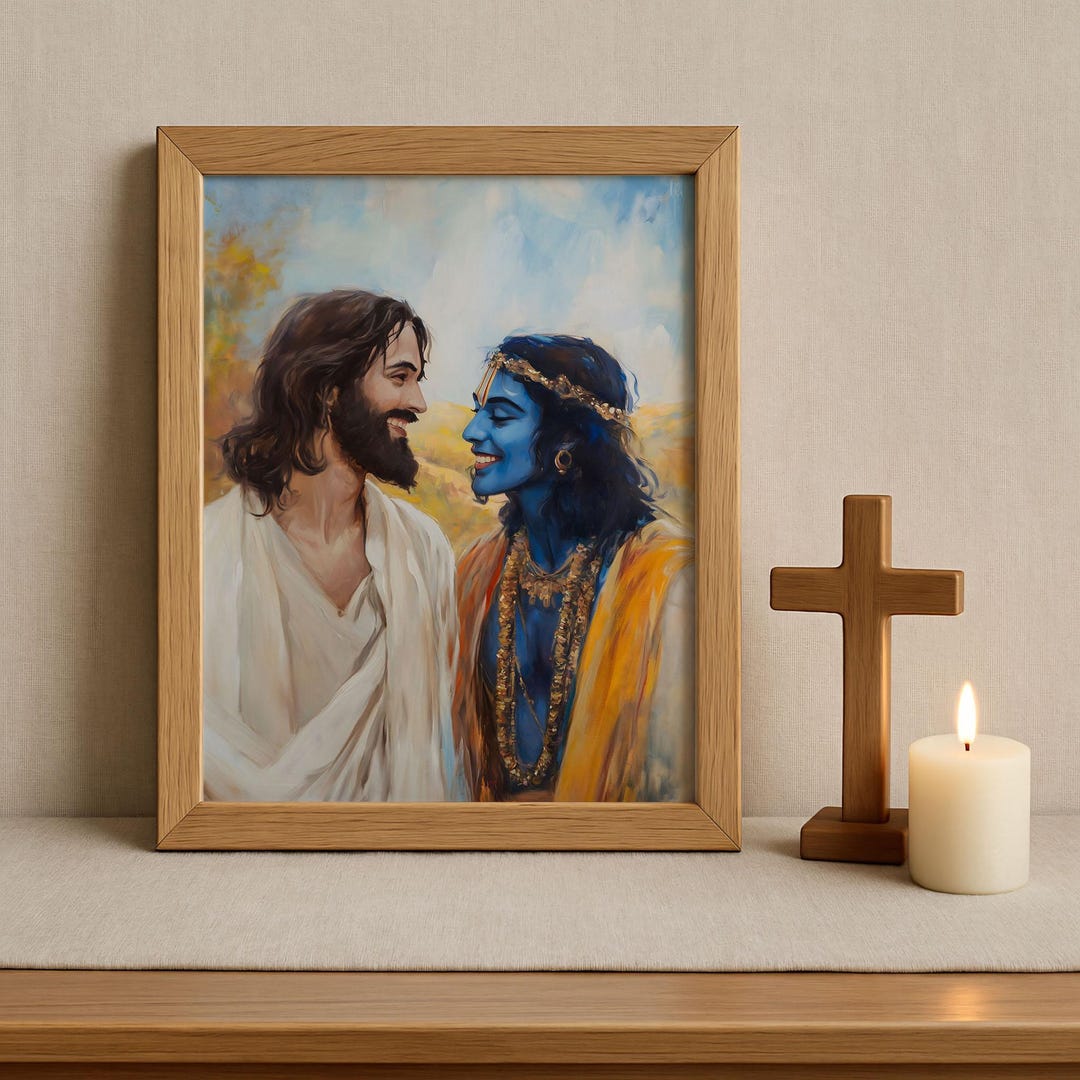 Lord Krishna Meets With Jesus Christ, Jesus Walking Along With Krishna ...