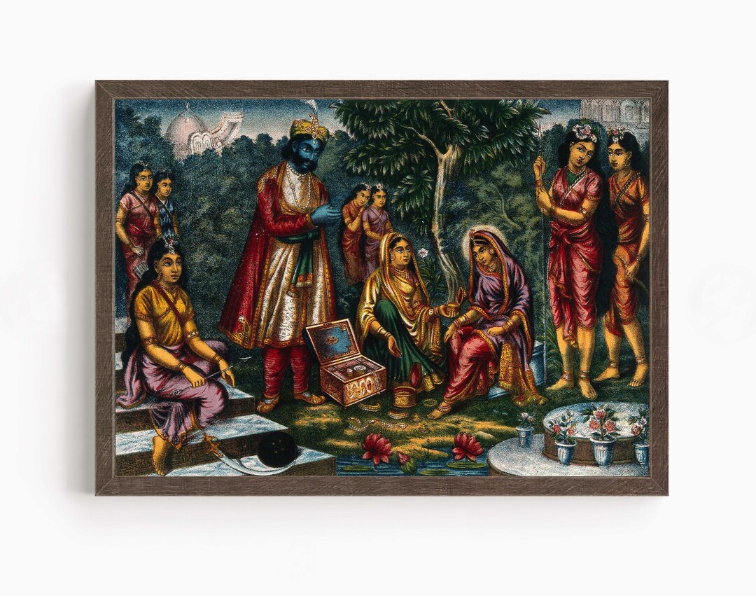 Sita in Captivity in Lanka Being Tempted by Ravan, Ram, Sita, Ramayan ...