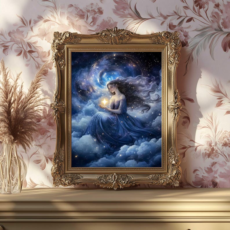 Asteria Wall Art, Greek Goddess of Stars, Art Nouveau Decor, Mythology ...