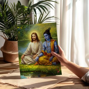 Lord Krishna Meditating With Jesus Christ, Jesus Along With Krishna ...