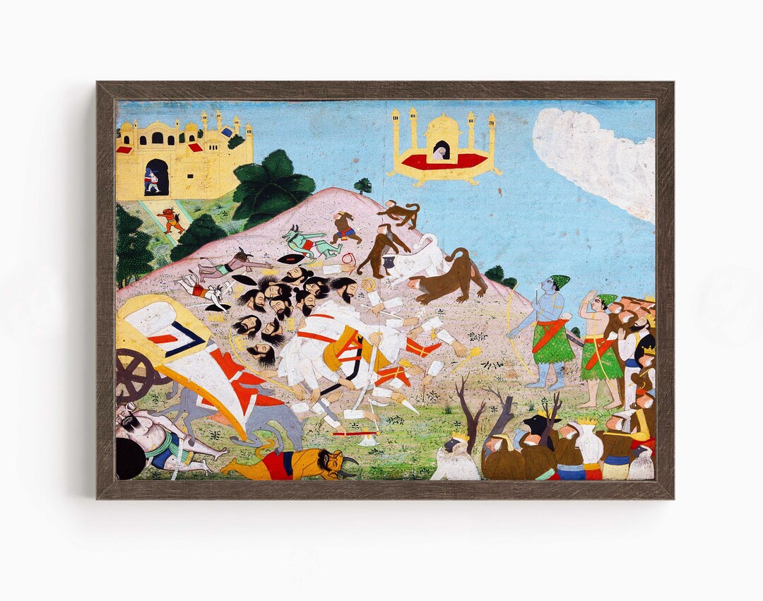 The Death of Ravan, by Lord Ram, His Brother Lakshman, and an Army, Ram ...