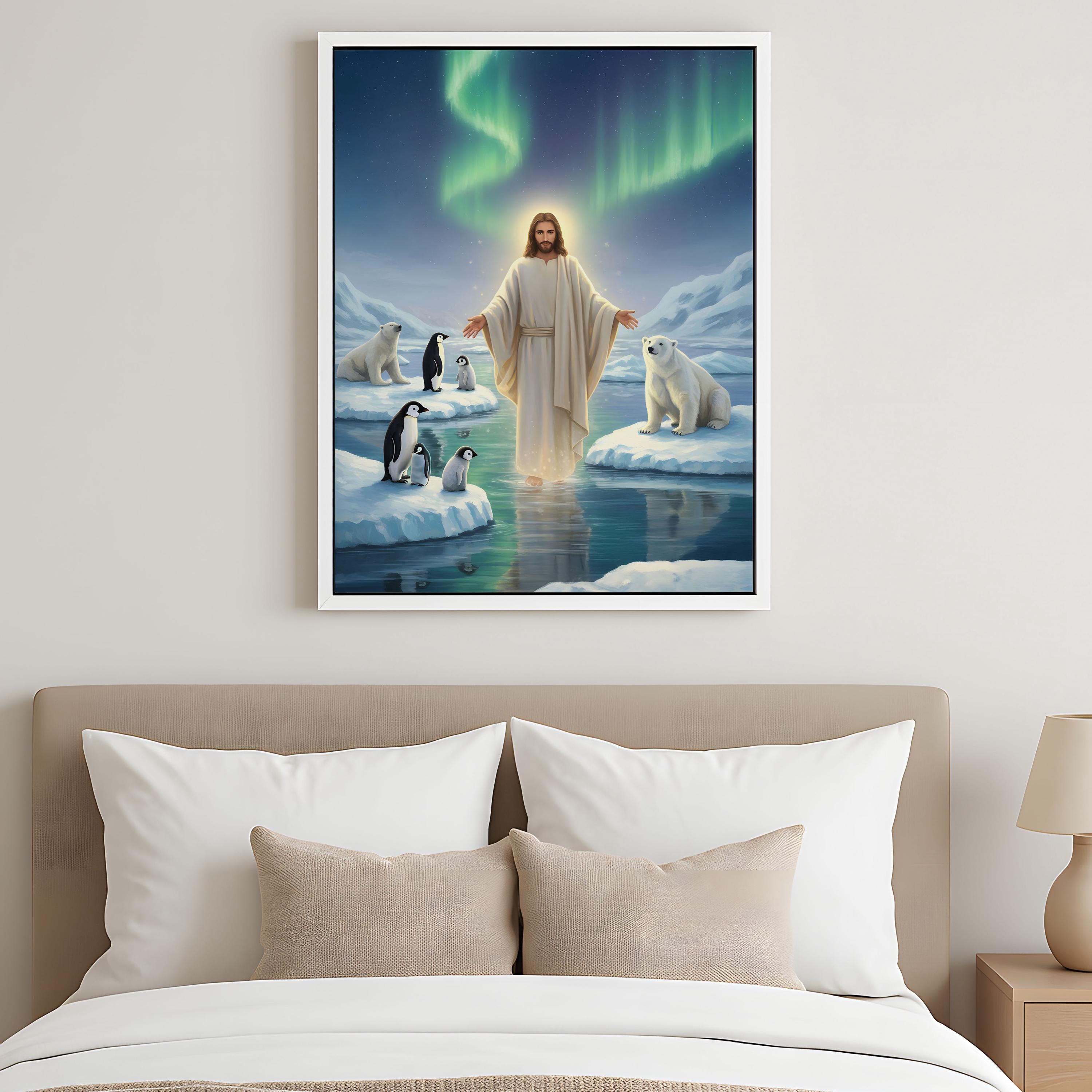 Christian Wall Art, Jesus With Animals, Jesus Christ Walking on Water ...