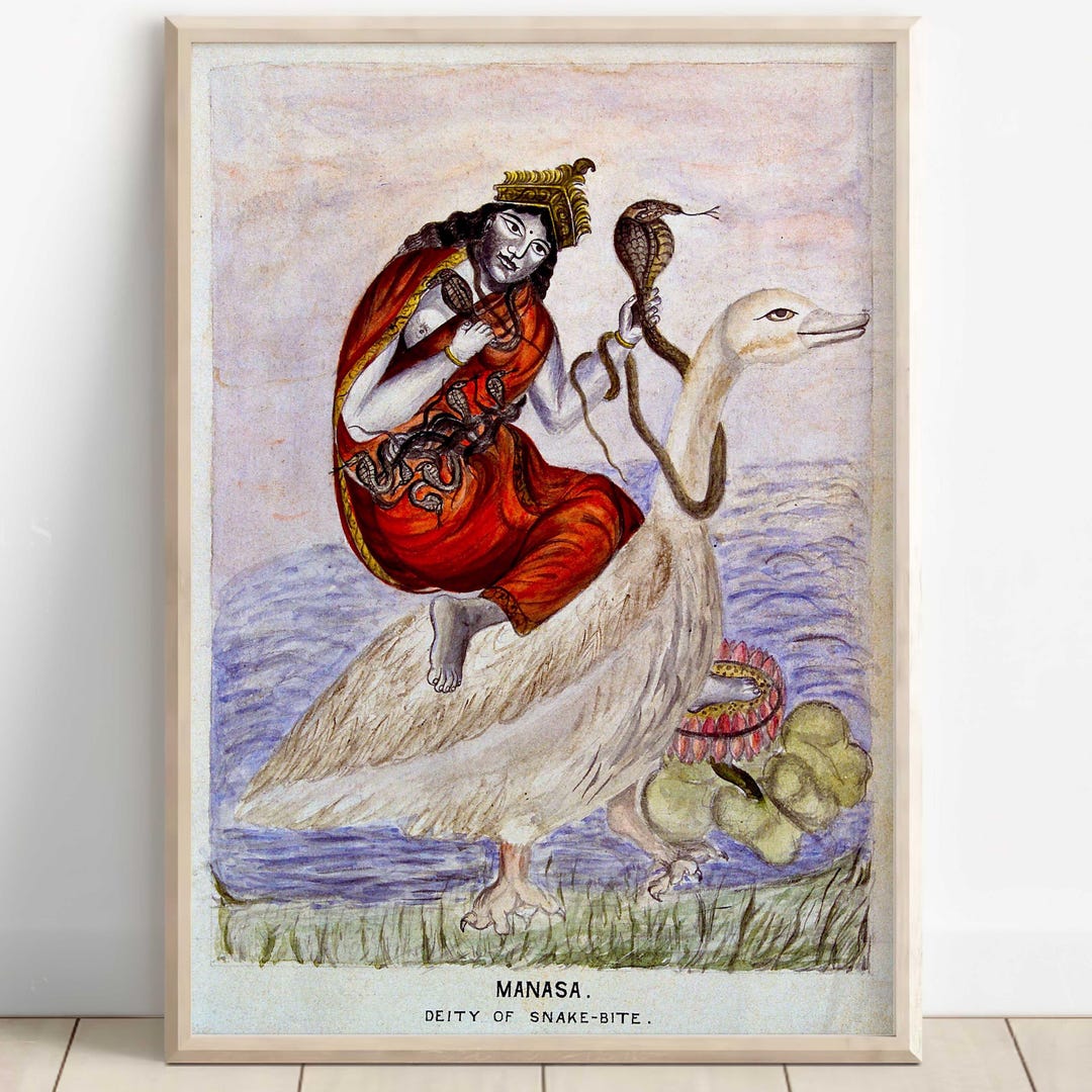 Mansa Devi, Mata Mansa, Daughter of Shiva, Hindu Goddess Wall Art ...