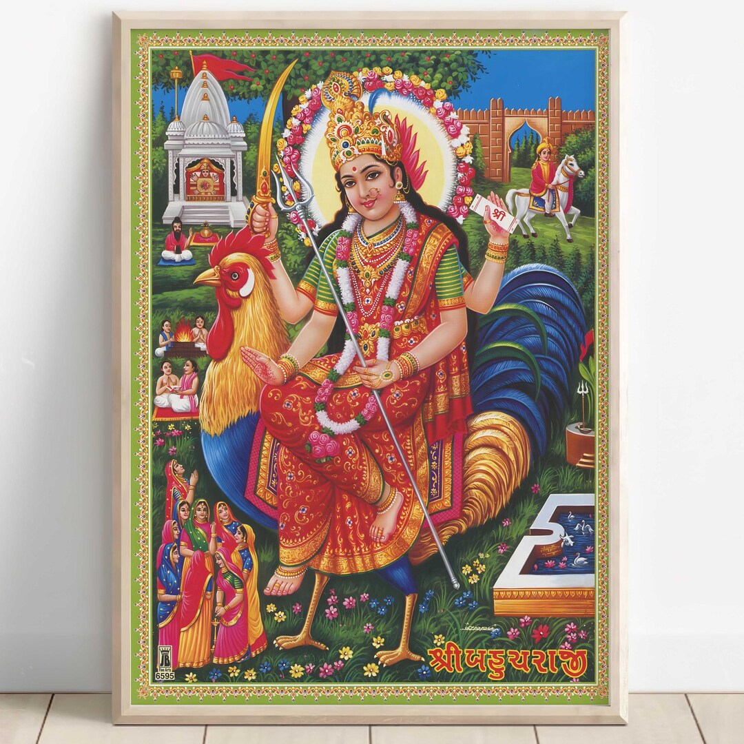 Bahuchara Mata, Bahuchara, Hindu Goddess Wall Art, , Wall Art, Indian ...