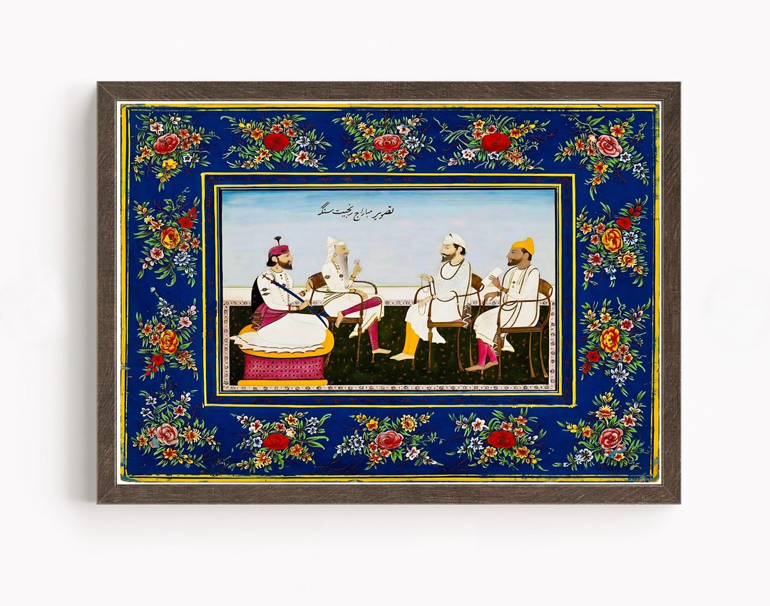 Sikh Art Maharaja Ranjit Singh Maharaja Ranjit Singh With Sikh Noblemen ...