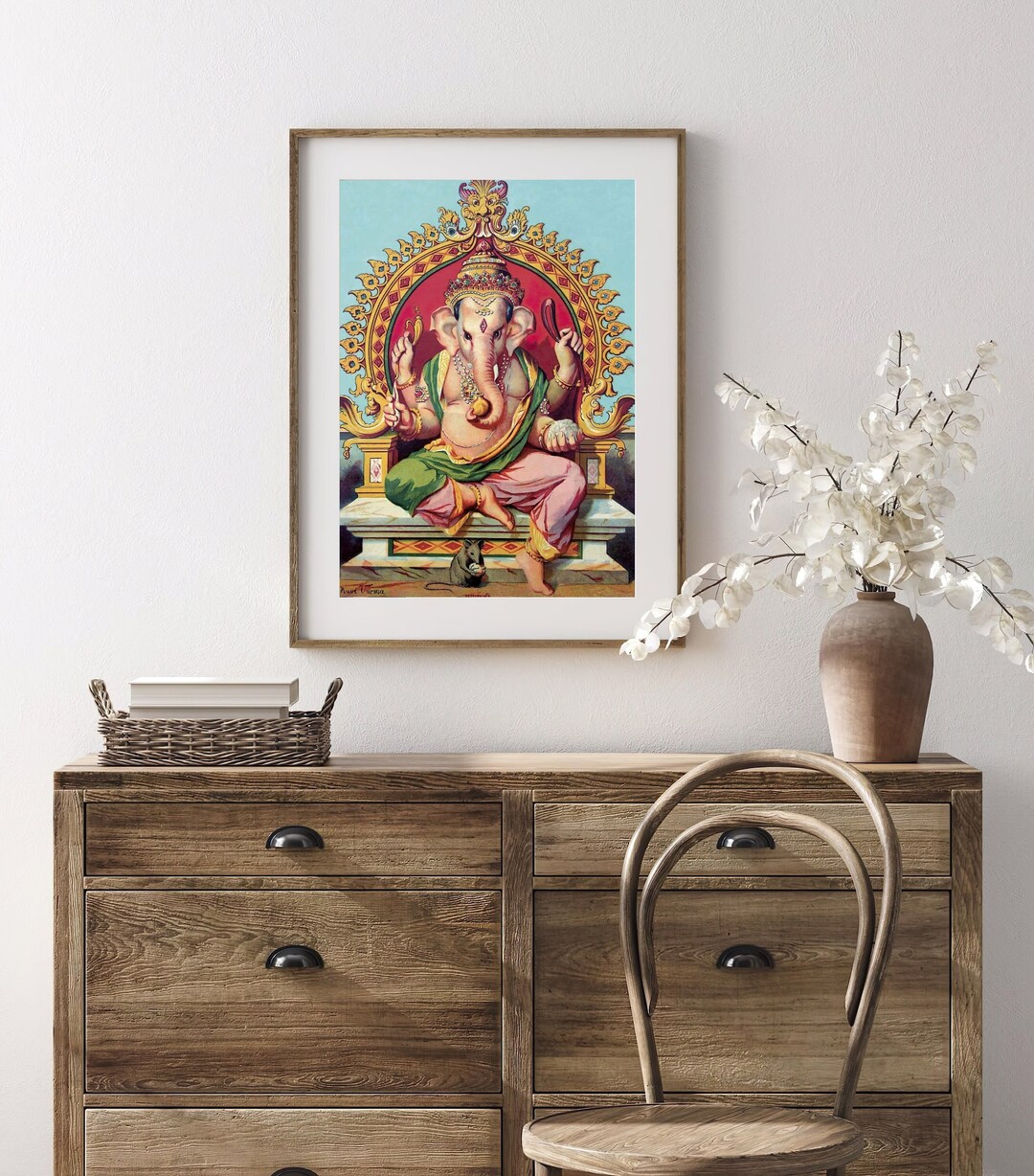 Hindu God Wall Art ,GANESHA, Raja Ravi Varma, Vintage Art, Indian God ...