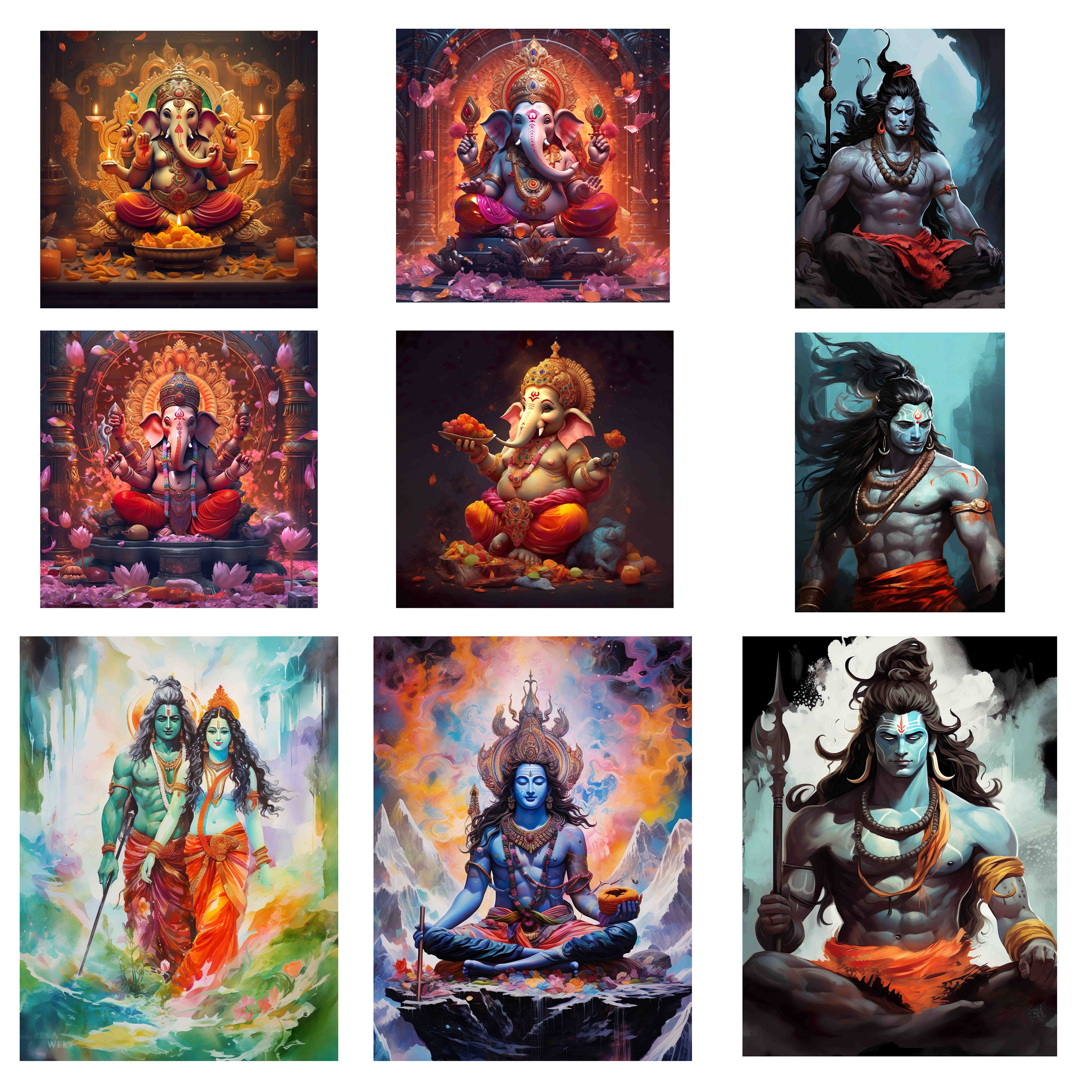 57 Hindu God Gallery Wall Set MIGHTY BUNDLE Lakshmi Saraswati Krishna ...