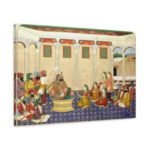 Sikh Art Painting of Maharaja Sher Singh in Durbar With Attendants and ...