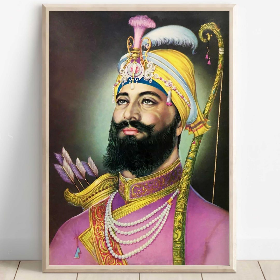 Guru Gobind Singh Seltener Vintage Druck, Sikh Kunst, Zehnter Sikh Guru ...