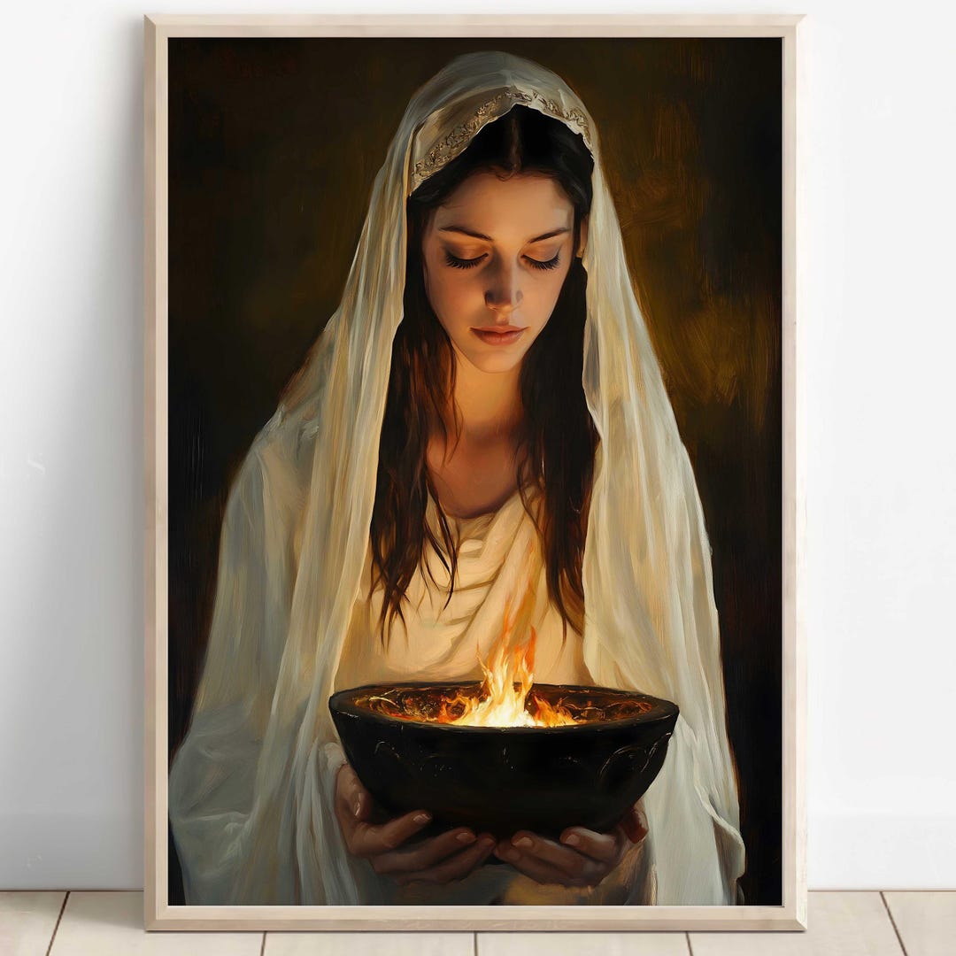 Hestia Wall Art, Greek Goddess of Home and Hearth, Hestia Canvas, Greek ...