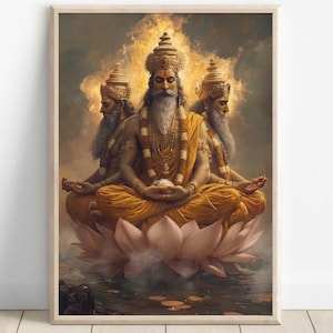 Brahma, Hindu God Wall Art, Hindu God Brahma, Indian God, Poster Print ...