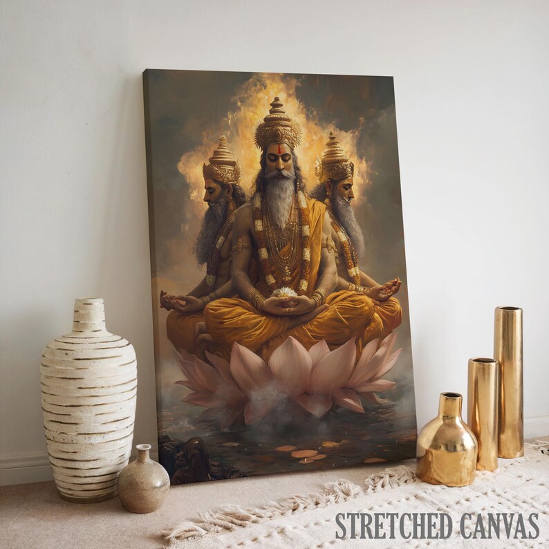 Brahma, Hindu God Wall Art, Hindu God Brahma, Indian God, Poster Print ...