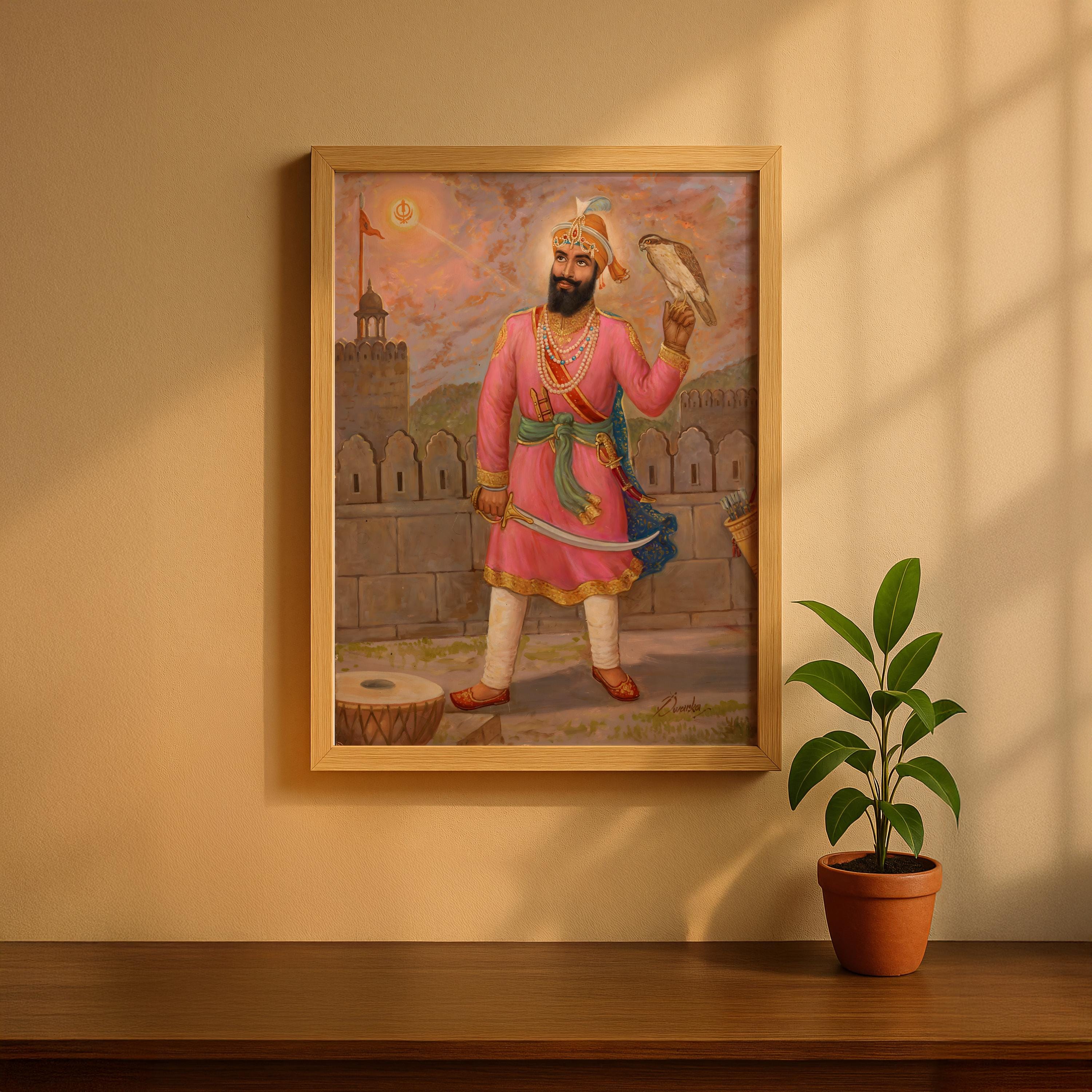 Guru Gobind Singh Ji Painting | Sikh Warrior Art | Khalsa Heritage Wall ...