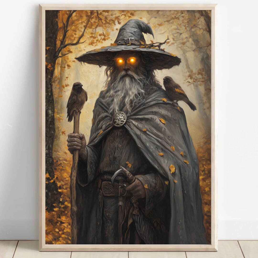 Odin Wall Art, Norse Mythology Decor, Viking God Artwork, All-father ...