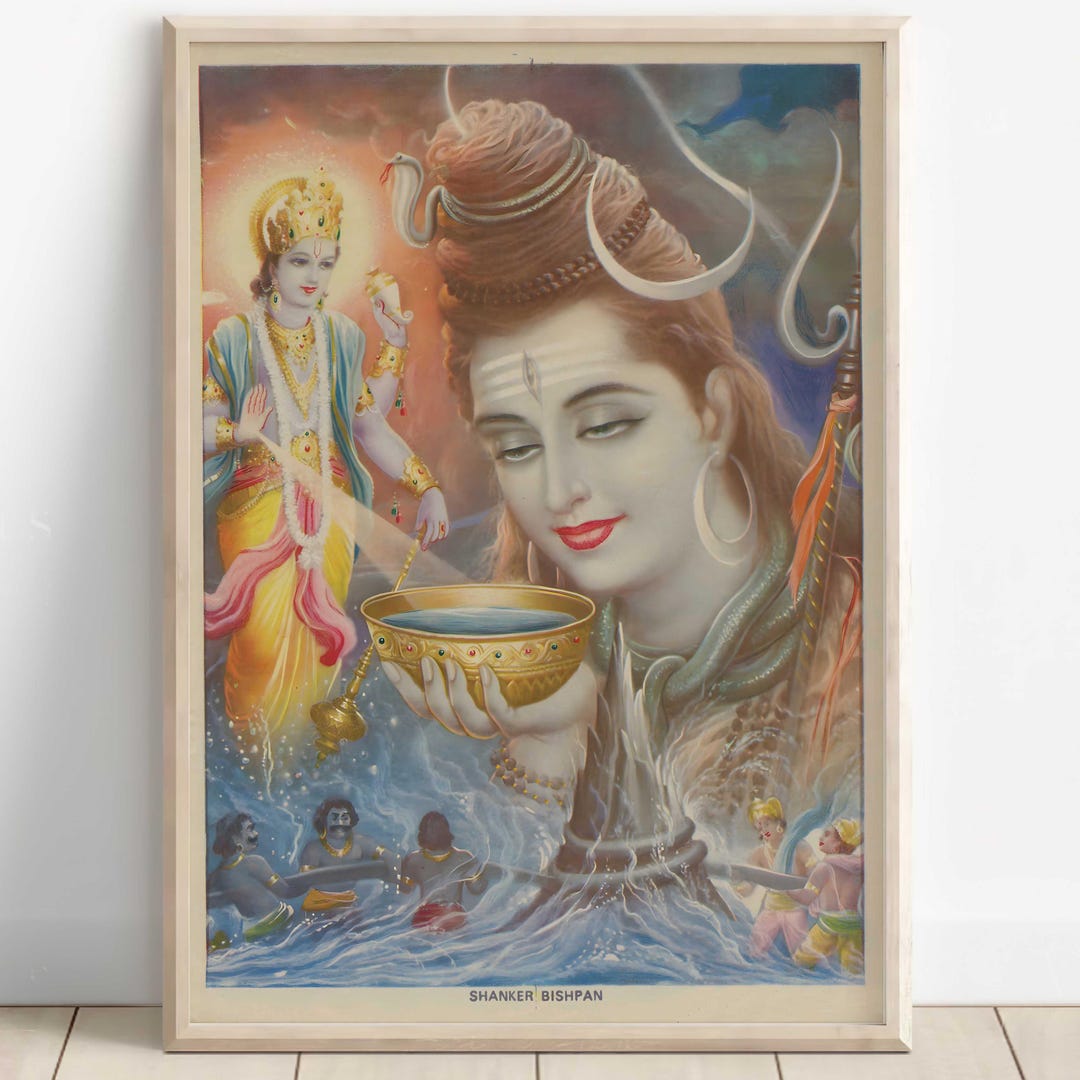 Shiv, Vishnu, Shiv Drinking Poison, God Shiva, Hindu God, Shiv Art ...