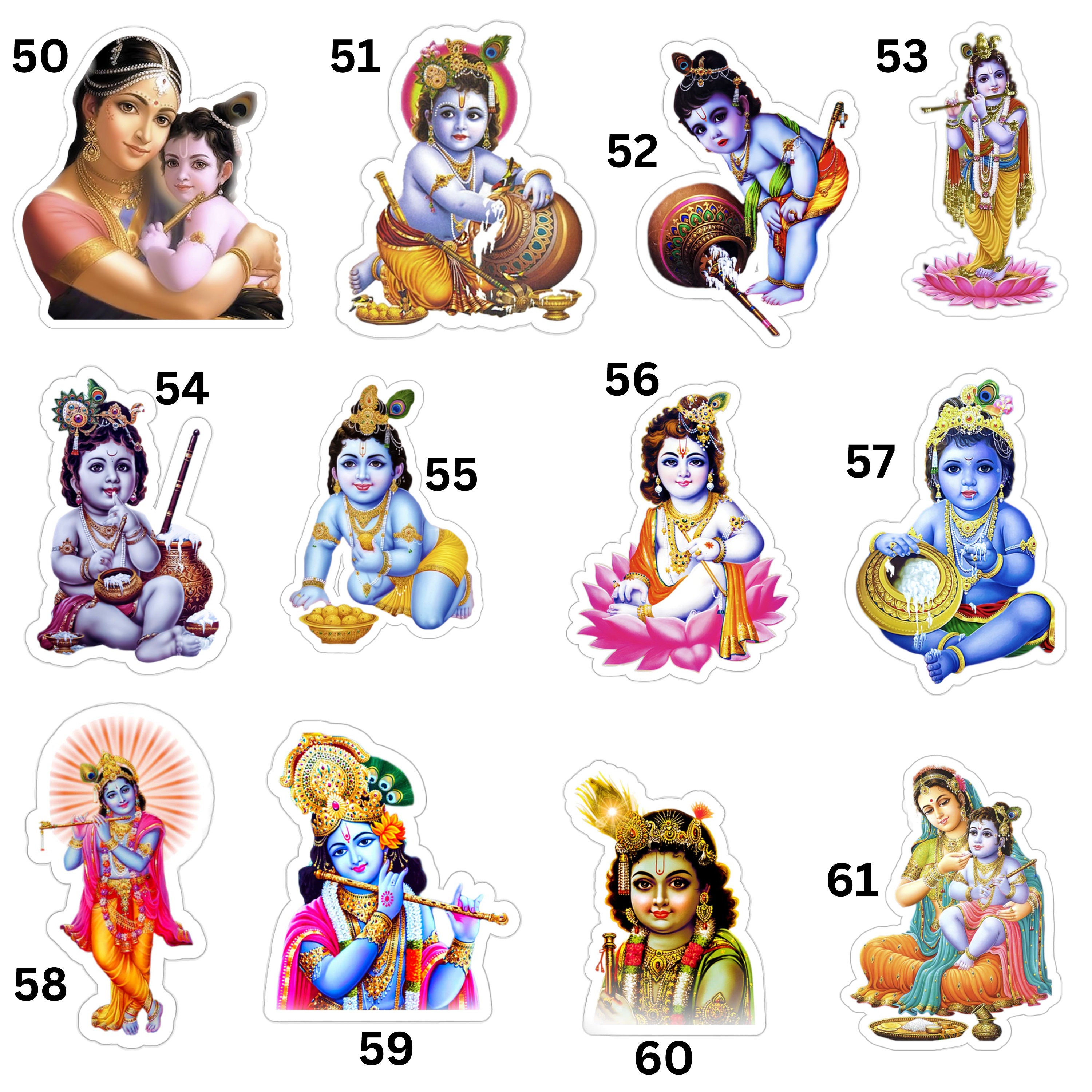 Hindu Gods Stickers- Krishna,rama, Hanuman, Durga, Lakshmi, Saraswati ...