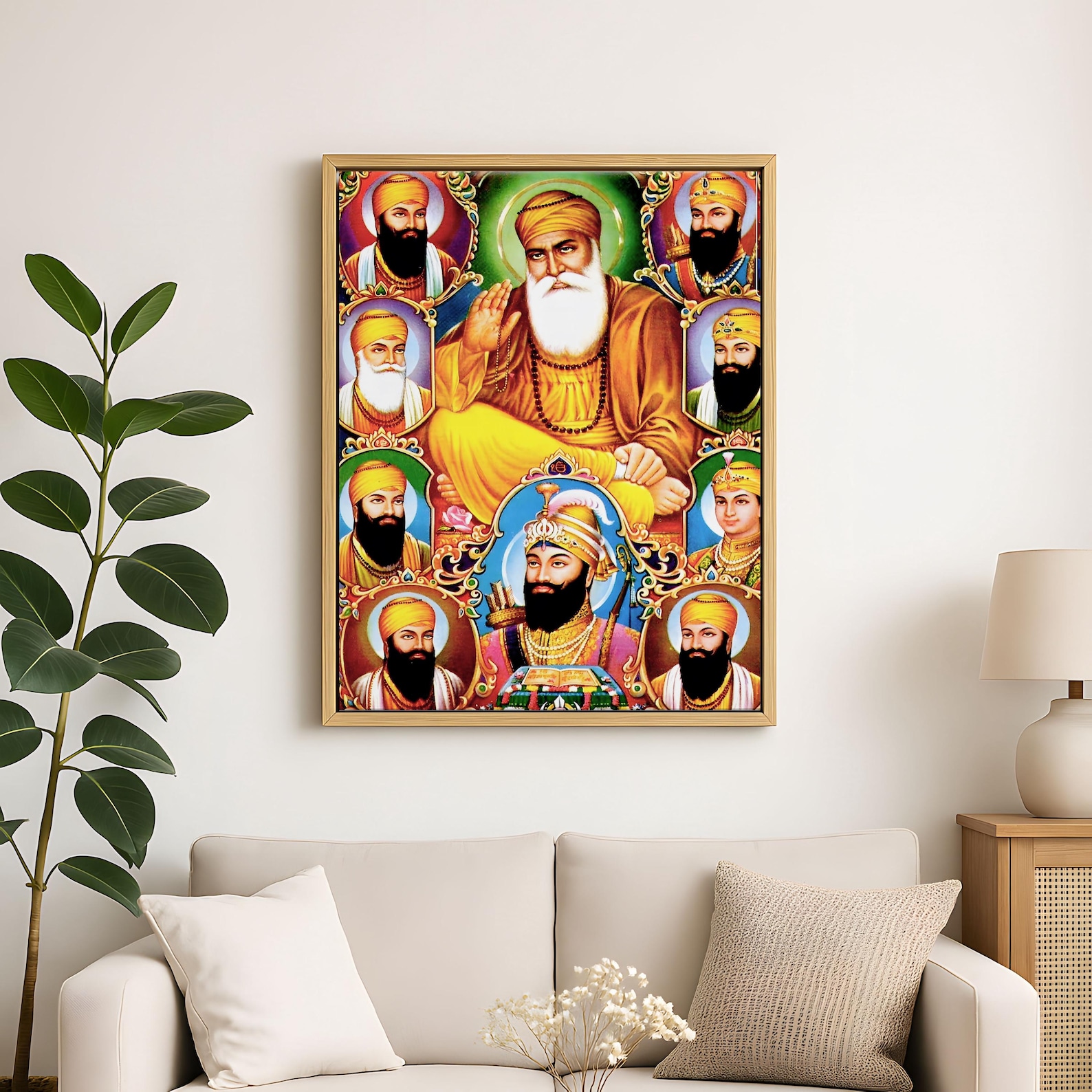 Sikh Art | Ten Sikh Gurus | All in One Frame | Religious Art | Vintage ...