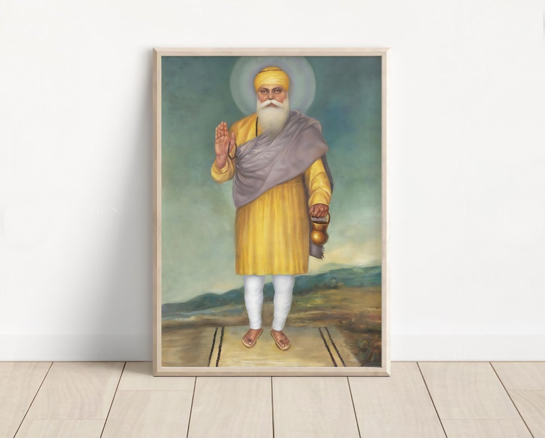 Sikh Art Guru Nanak Dev First Sikh Guru From 1469 to 1539 Vintage Art ...