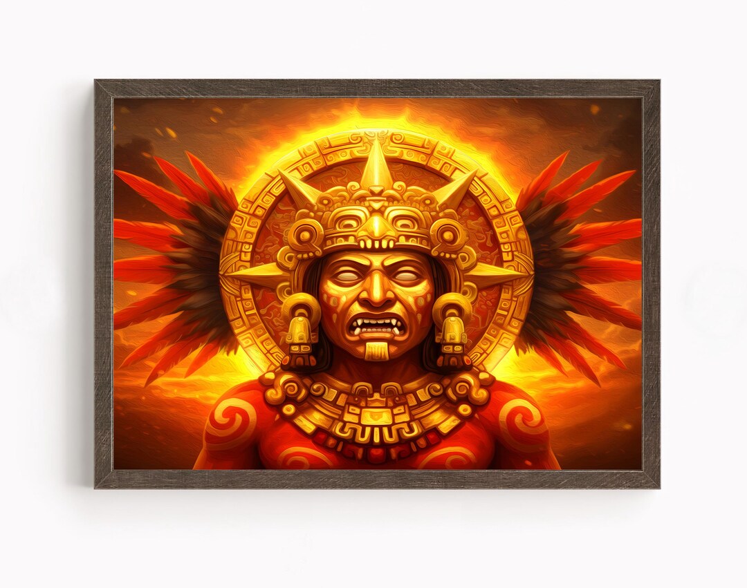 Aztec Wall Art, Tonatiuh Art, Aztec Sun God Decor, Aztec Mythology ...