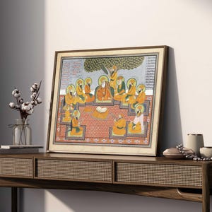 Sikh Art | the Ten Holy Sikh Gurus With Guru Nanak Dev at Center | Sikh ...