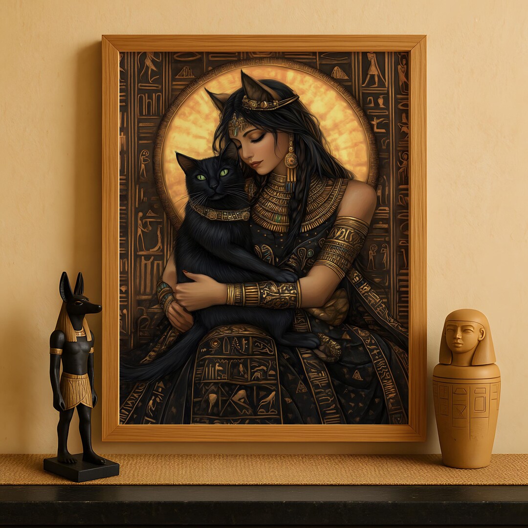 Egyptian Goddess Bastet Print, Bastet Cat Goddess Wall Art, Ancient ...
