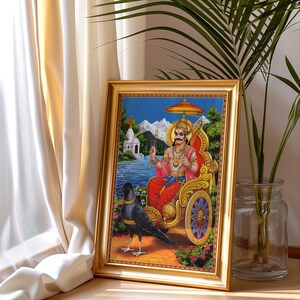 Shani, Shani Dev, Hindu God Wall Art, Vintage Art, Poster Print, Canvas ...