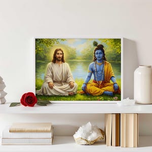 Lord Krishna Meditating With Jesus Christ, Jesus Along With Krishna ...