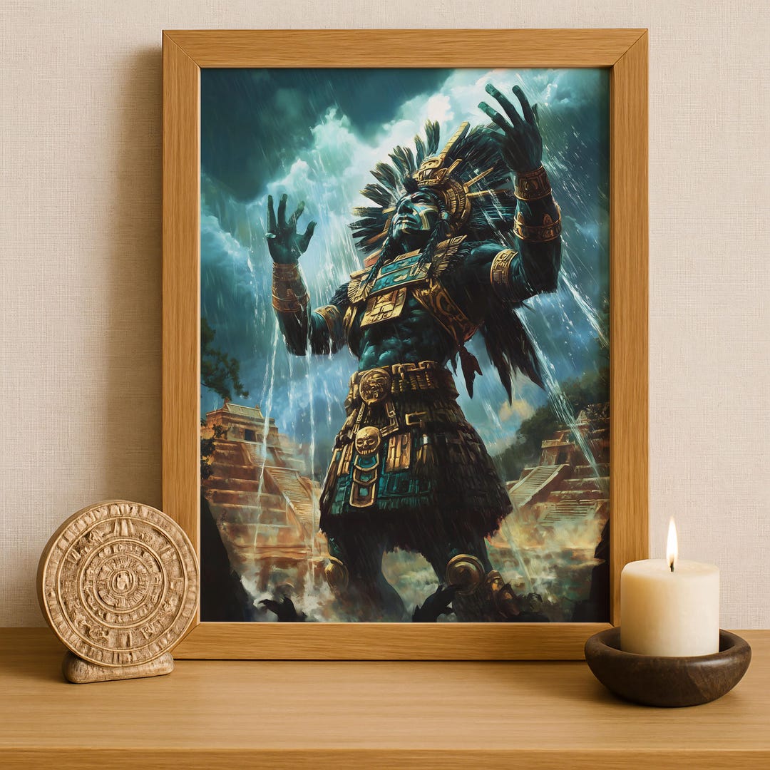 Aztec Wall Art, Tlaloc Art, Aztec God of Rain Decor, Aztec Mythology ...