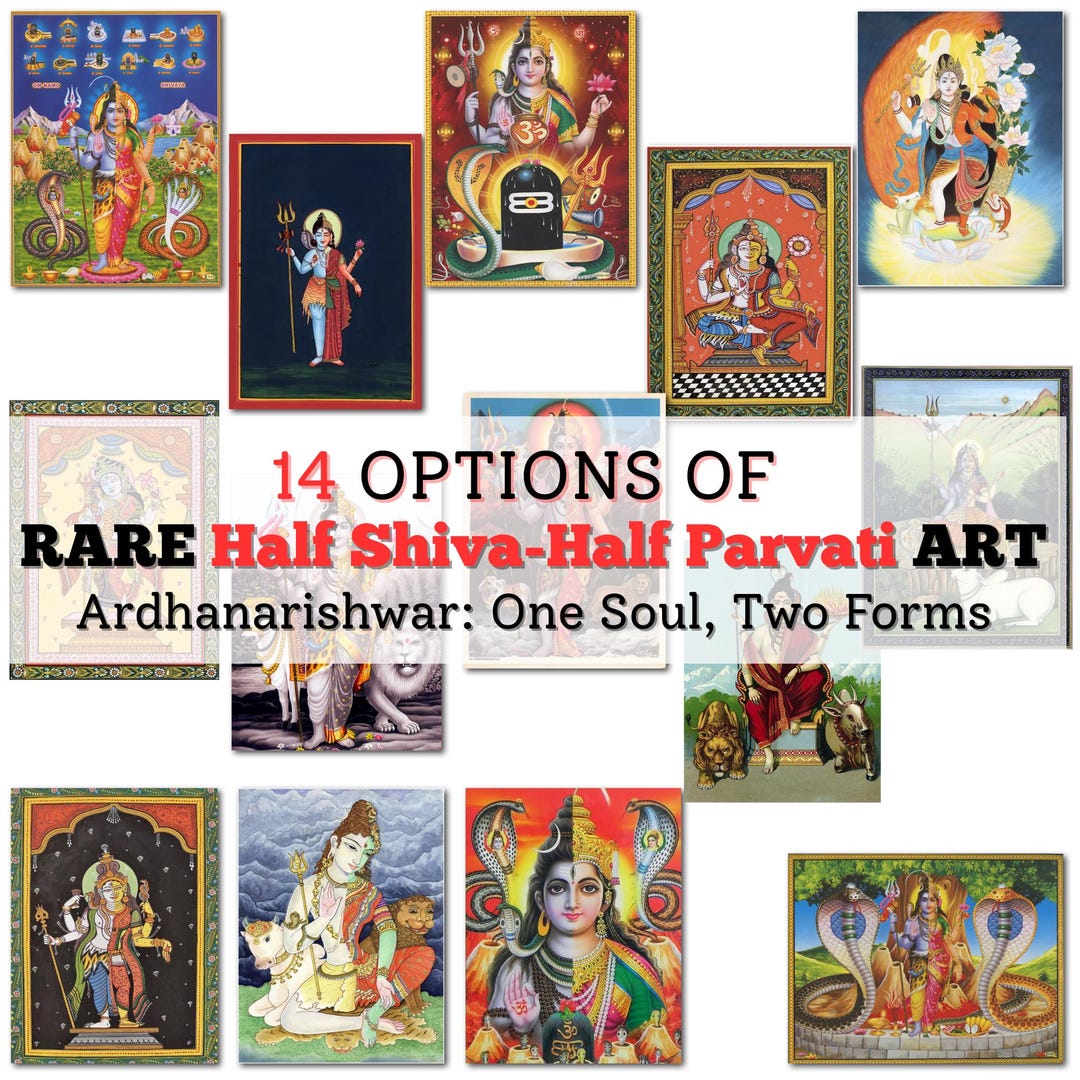 Ardhanarishwar Wall Art – Shiva Parvati in One Divine Form | Poster or ...