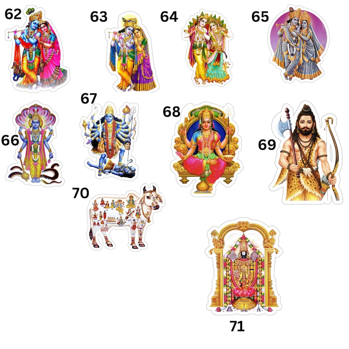 Hindu Gods Stickers- Krishna,rama, Hanuman, Durga, Lakshmi, Saraswati ...